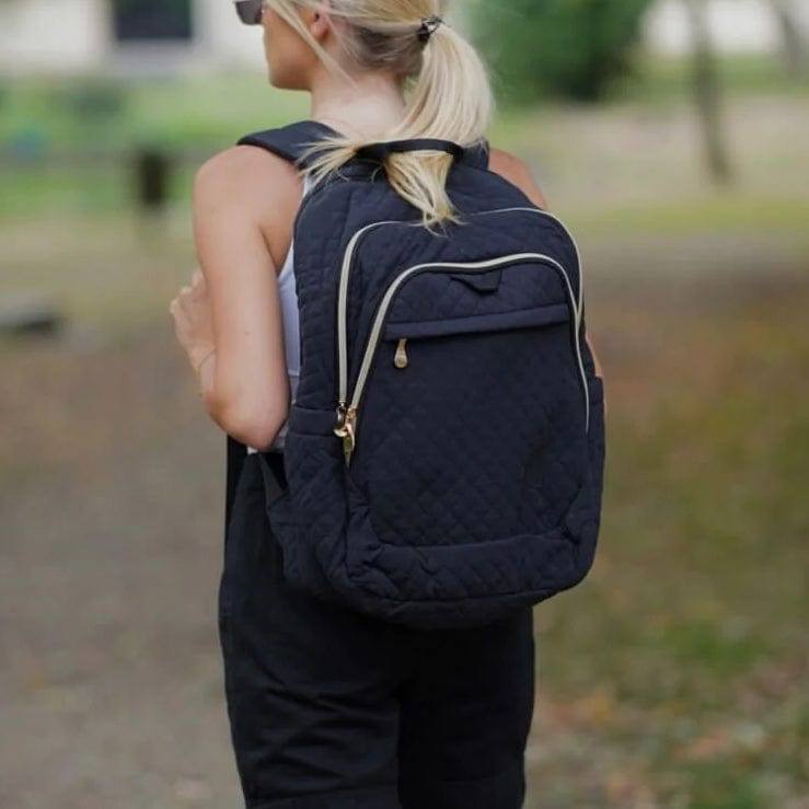 Bagsmart Chevron Laptop Backpack - Black | Modern Quests
