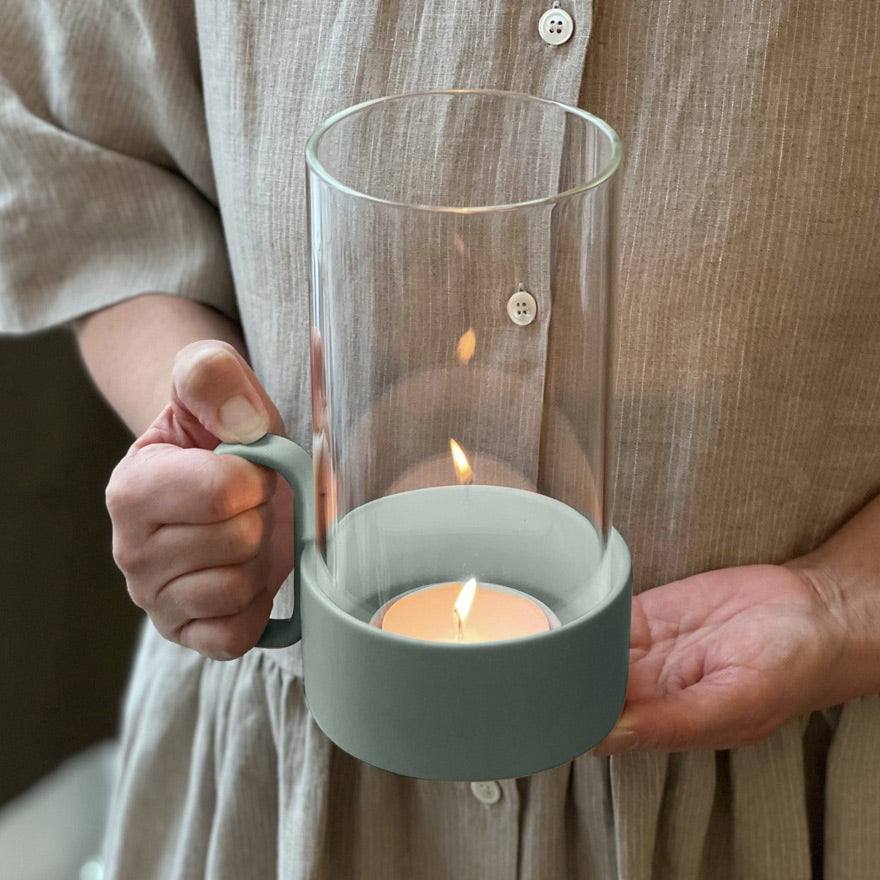 Blomus Germany Yuragi Glass and Ceramic Hurricane - Duck Green | Modern ...