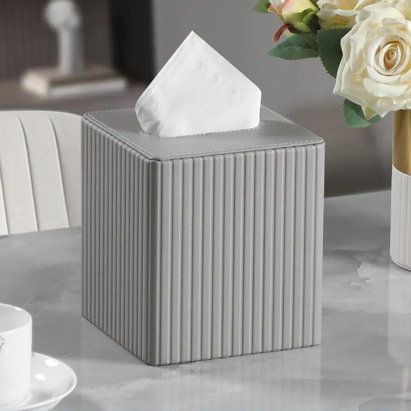 Enhabit Columns Square Tissue Box Holder - Light Grey | Modern Quests