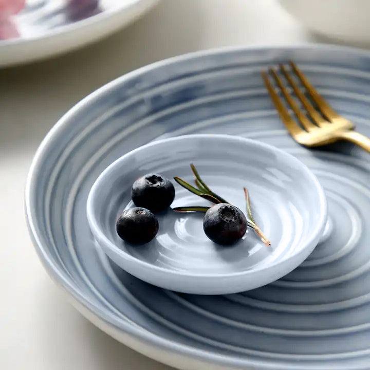Enhabit Ripple Small Dip Plates, Set of 2 - Blue | Modern Quests