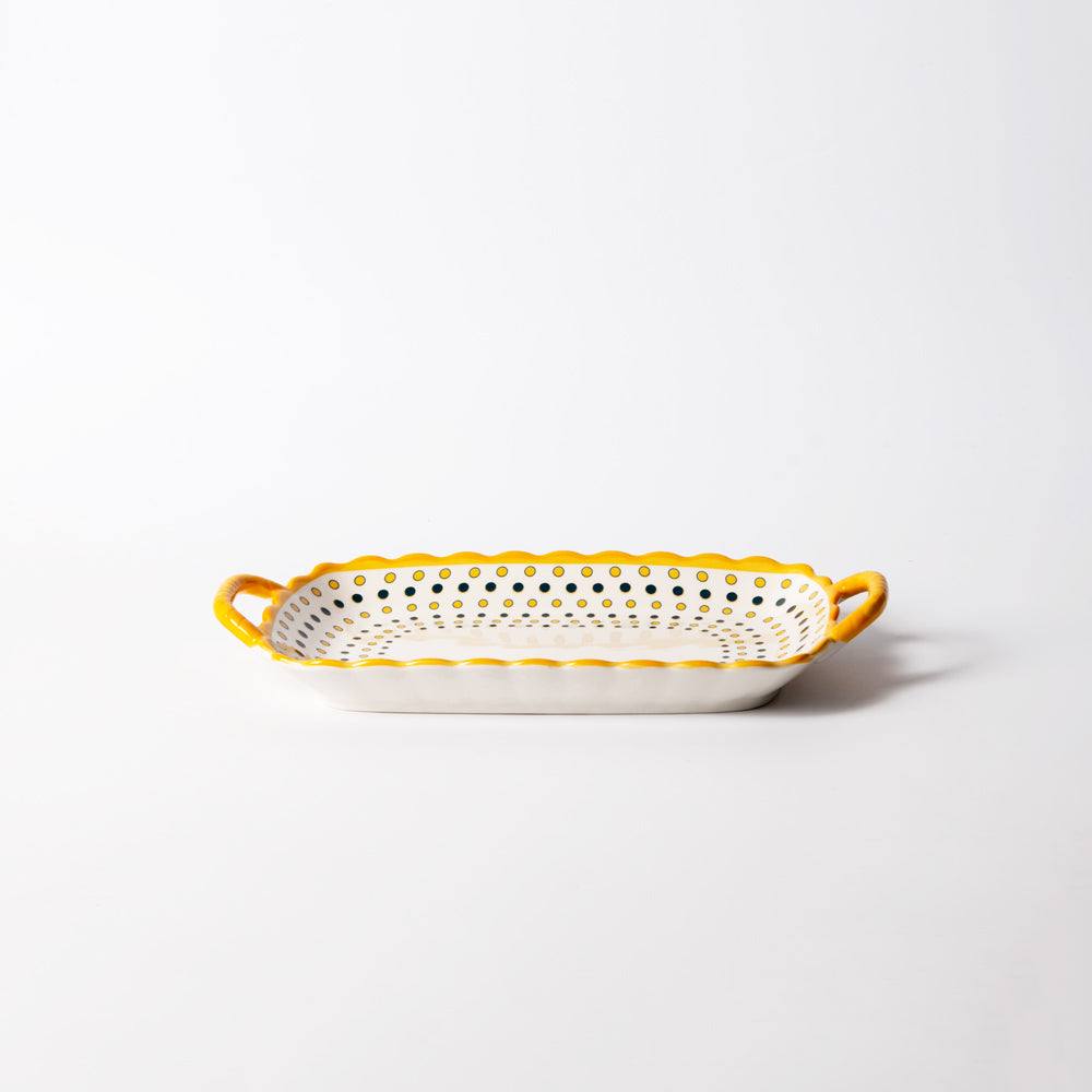 Enhabit Tuscan Dotted Rectangular Serving Pan | Modern Quests