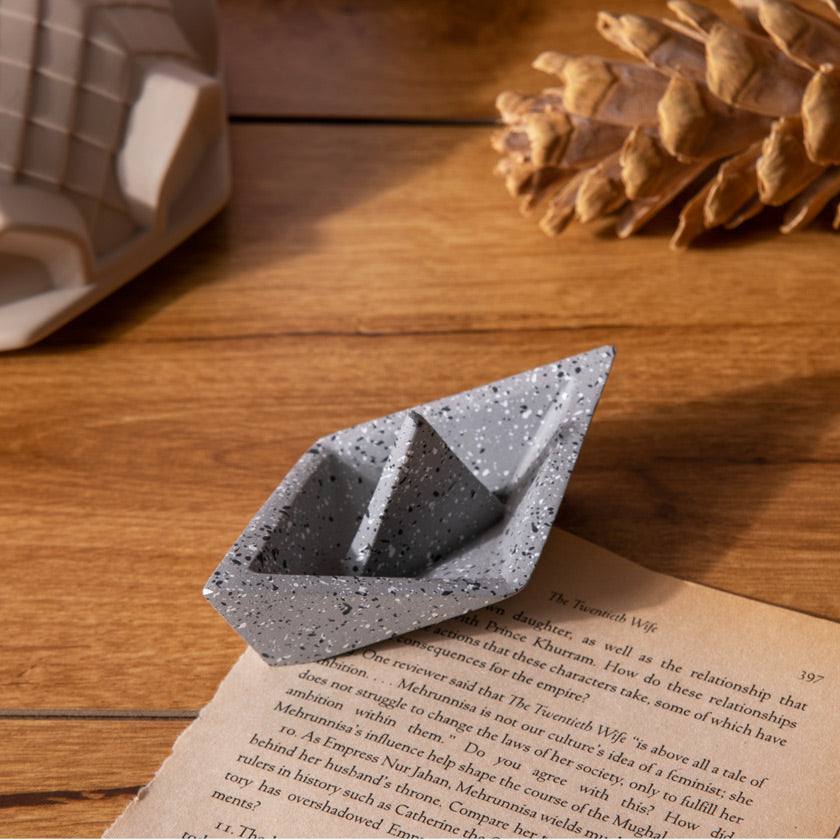 ESQ Living Concrete Boat Paperweight - Speckled Grey | Modern Quests