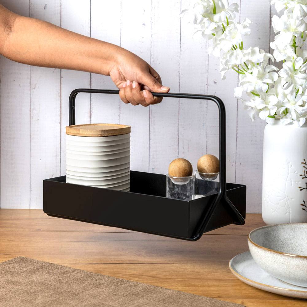 ESQ Living Posta Metal Caddy Large - Black | Modern Quests