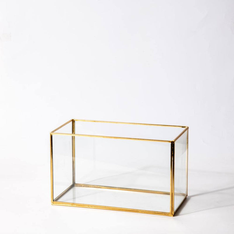 ESQ Living Rectangular Glass Box Medium - Gold | Modern Quests