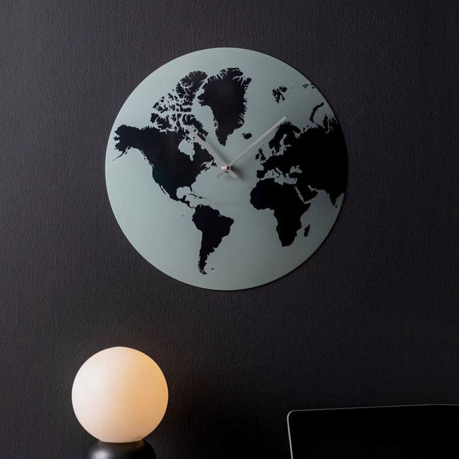 Karlsson Netherlands World Map Metal Wall Clock 39cm - Grayed Jade ...