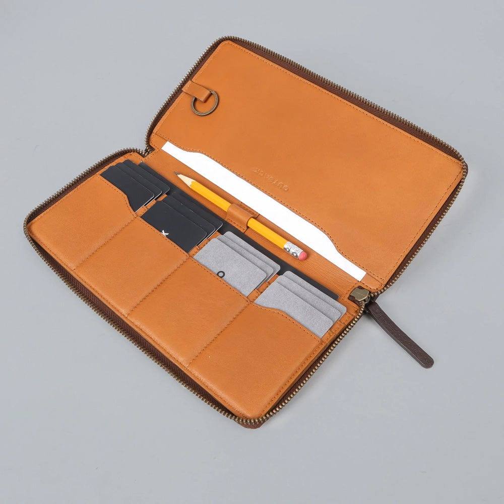 Outback Cheque Book Leather Wallet - Brown | Modern Quests