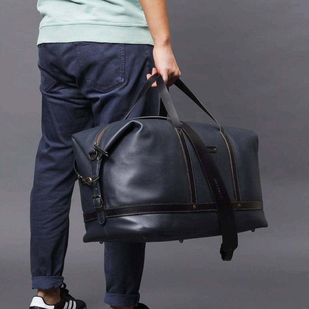 Outback Runway Leather Travel Bag - Navy | Modern Quests