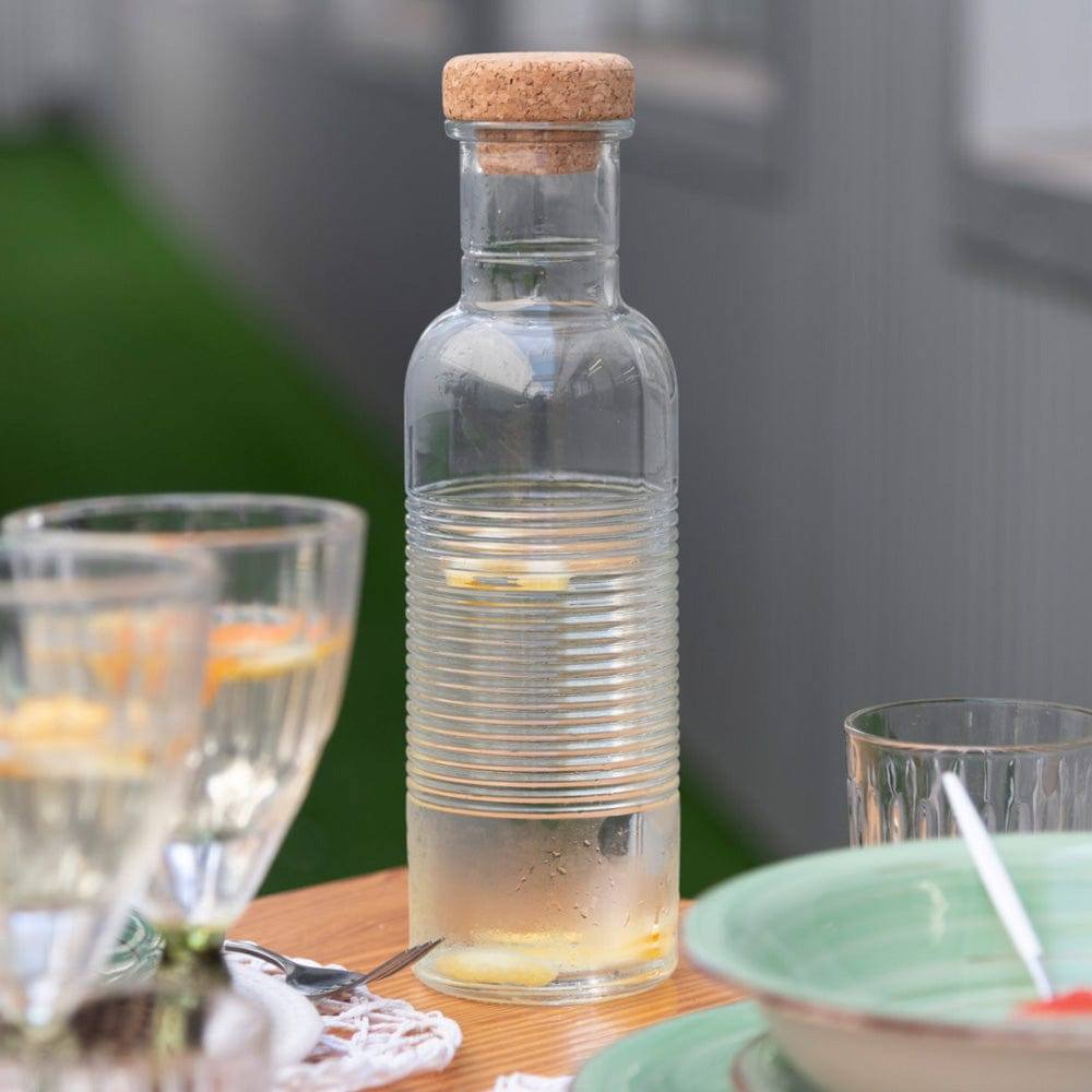 Pasabahce Hoop Glass Bottle with Cork Lid 1000ml | Modern Quests