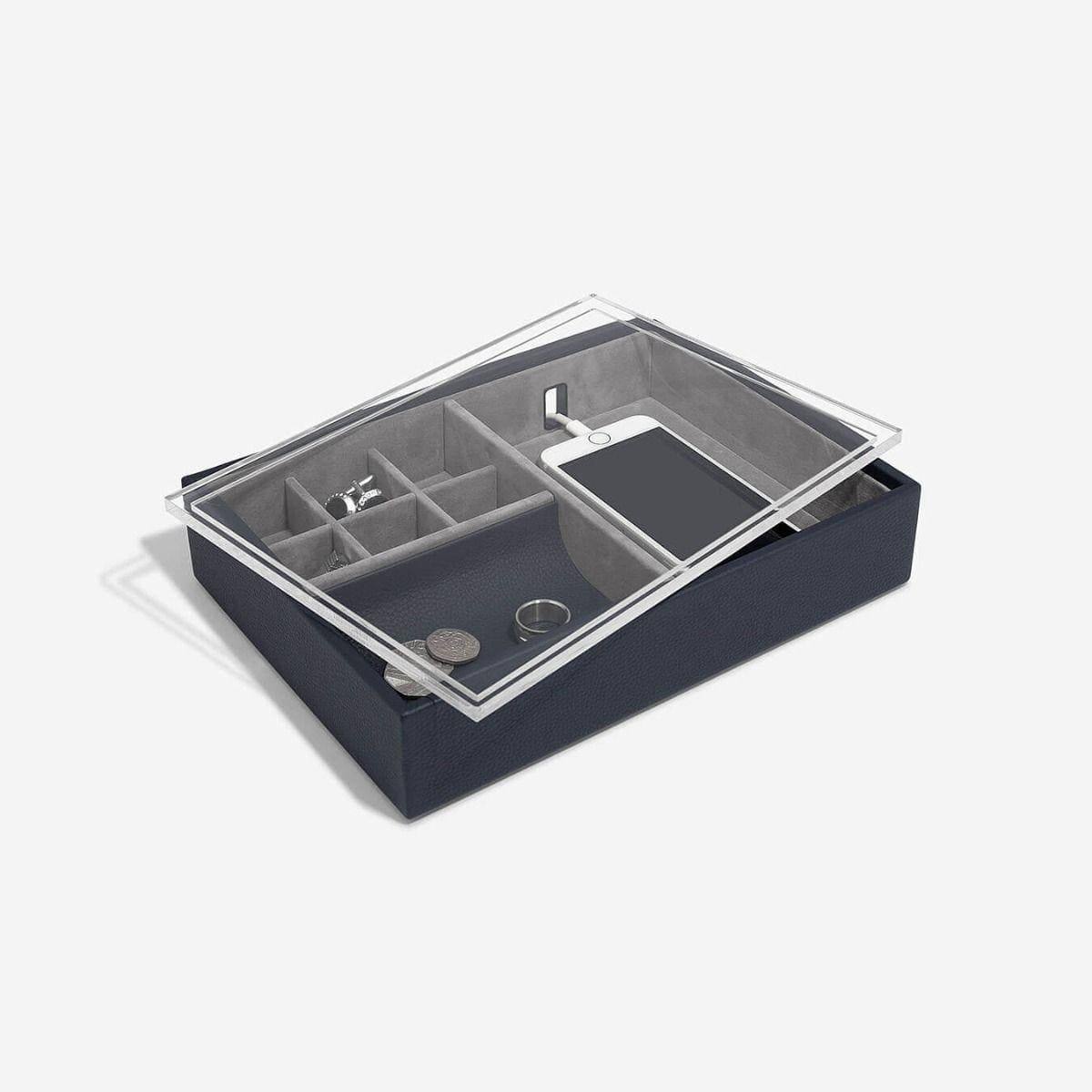 STACKERS London Desk Valet With Acrylic Lid - Navy | Modern Quests