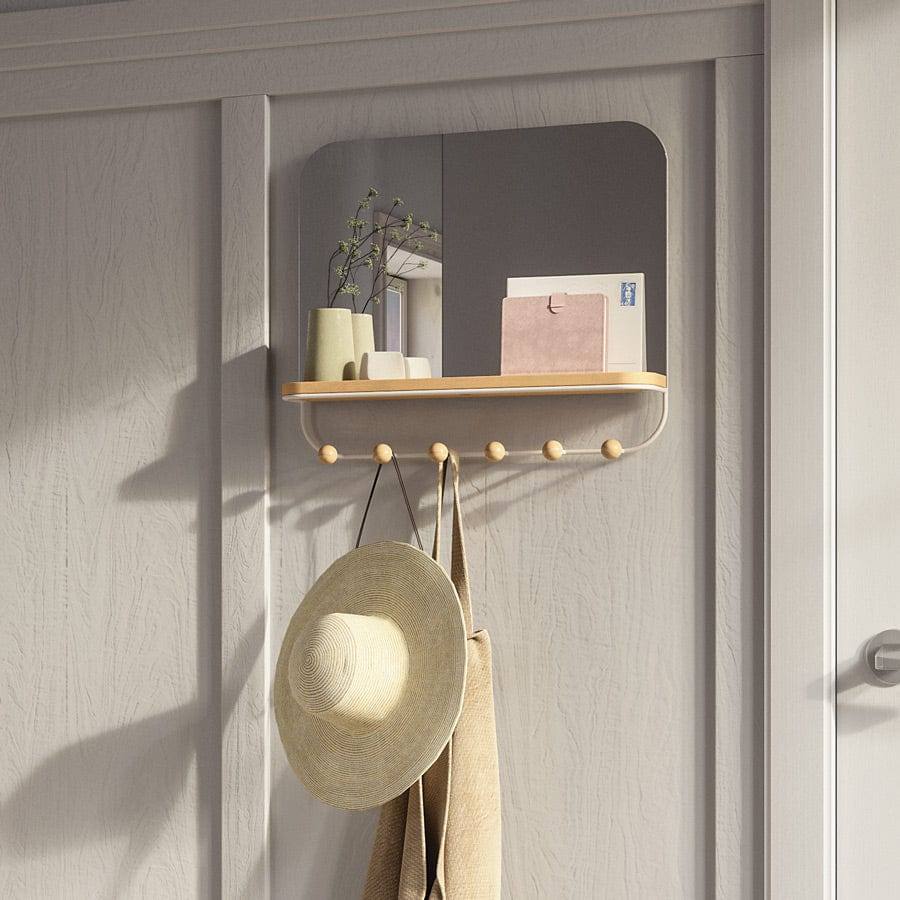 Umbra Estique Mirror with Hooks - White | Modern Quests