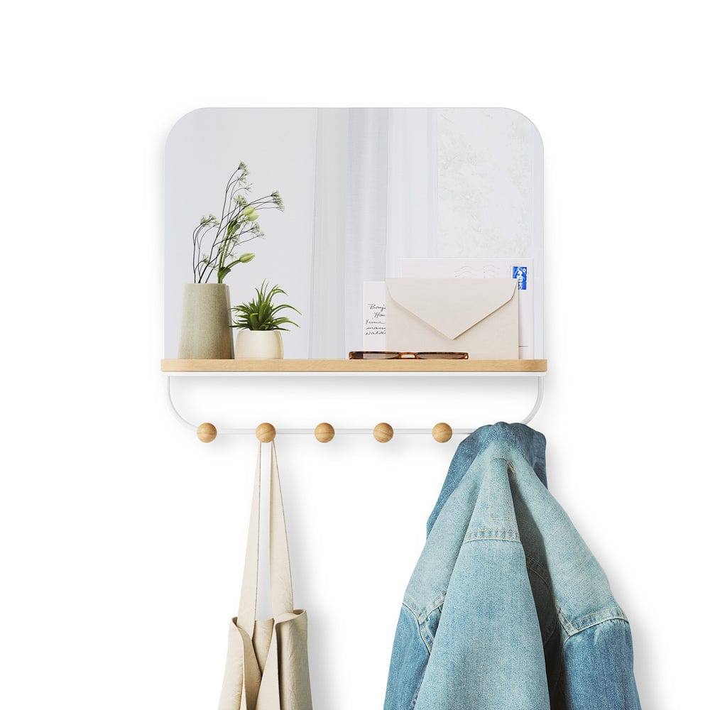 Umbra Estique Mirror with Hooks - White | Modern Quests